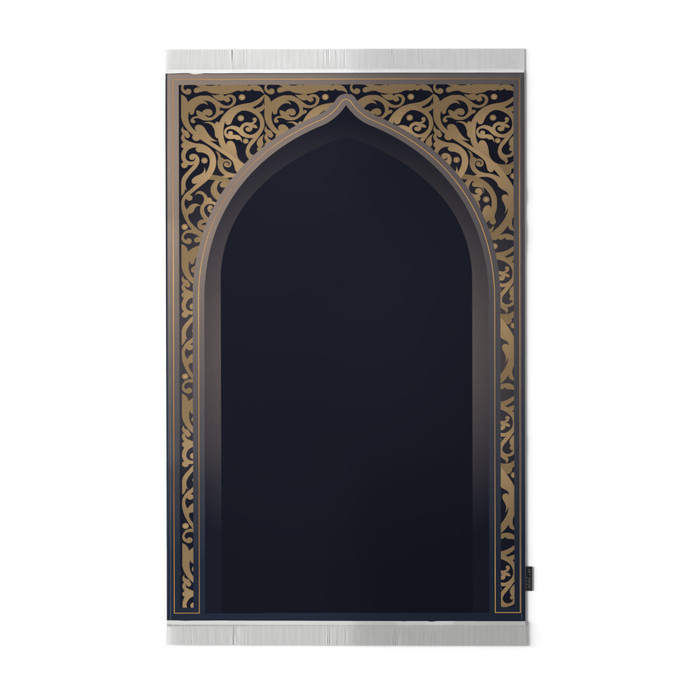 Prayer Mat AL-Hedaya Dark Blue & Gold - Velvet
